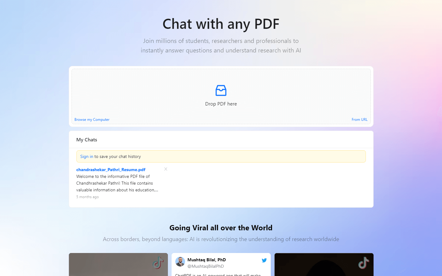 ChatPDF Chat With Any PDF Your PDF AI To Ask Your PDF Anything ChatPDF Chat With Any PDF Your PDF AI To Ask Your PDF Anything